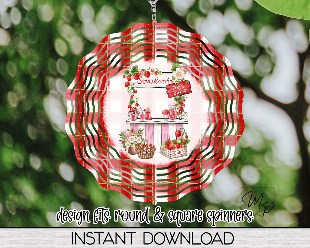 Strawberry Wind Spinner PNG Design for Sublimation, Garden Spinner ...