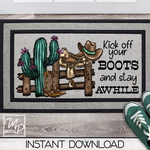 Western Cowboy Welcome Front Door Mat Sublimation Design Download, Rug ...