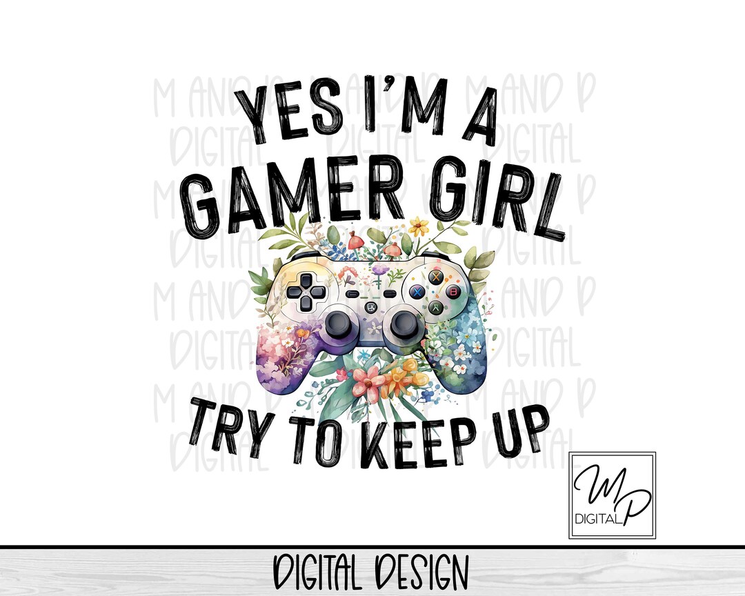 Gamer Girl Controller PNG Digital Design for Sublimation of T Shirts ...