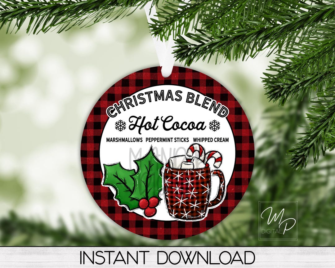 Farmhouse Buffalo Plaid PNG for Sublimation on the Round Christmas ...