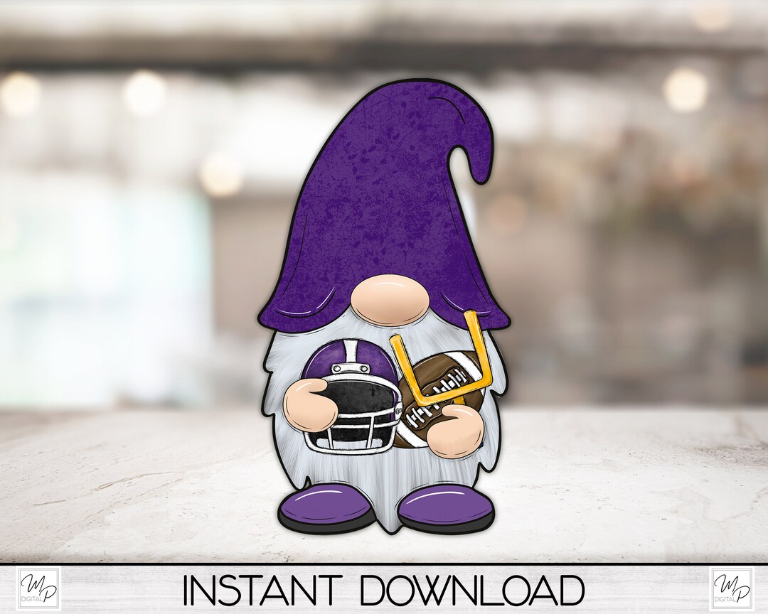 Purple Football Gnome PNG Sublimation for MDF Blanks, Gnome Sign, Gnome ...