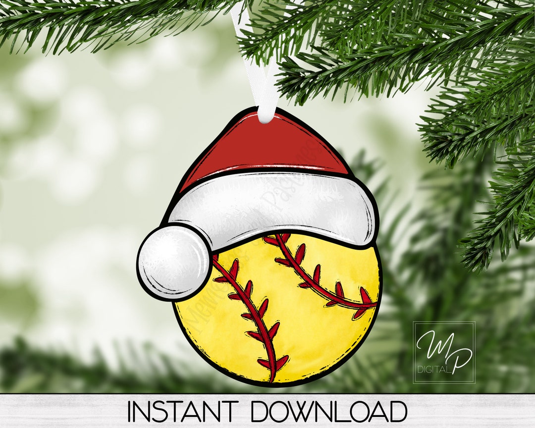 Christmas Softball Santa Hat PNG Sublimation Design Christmas Tree ...