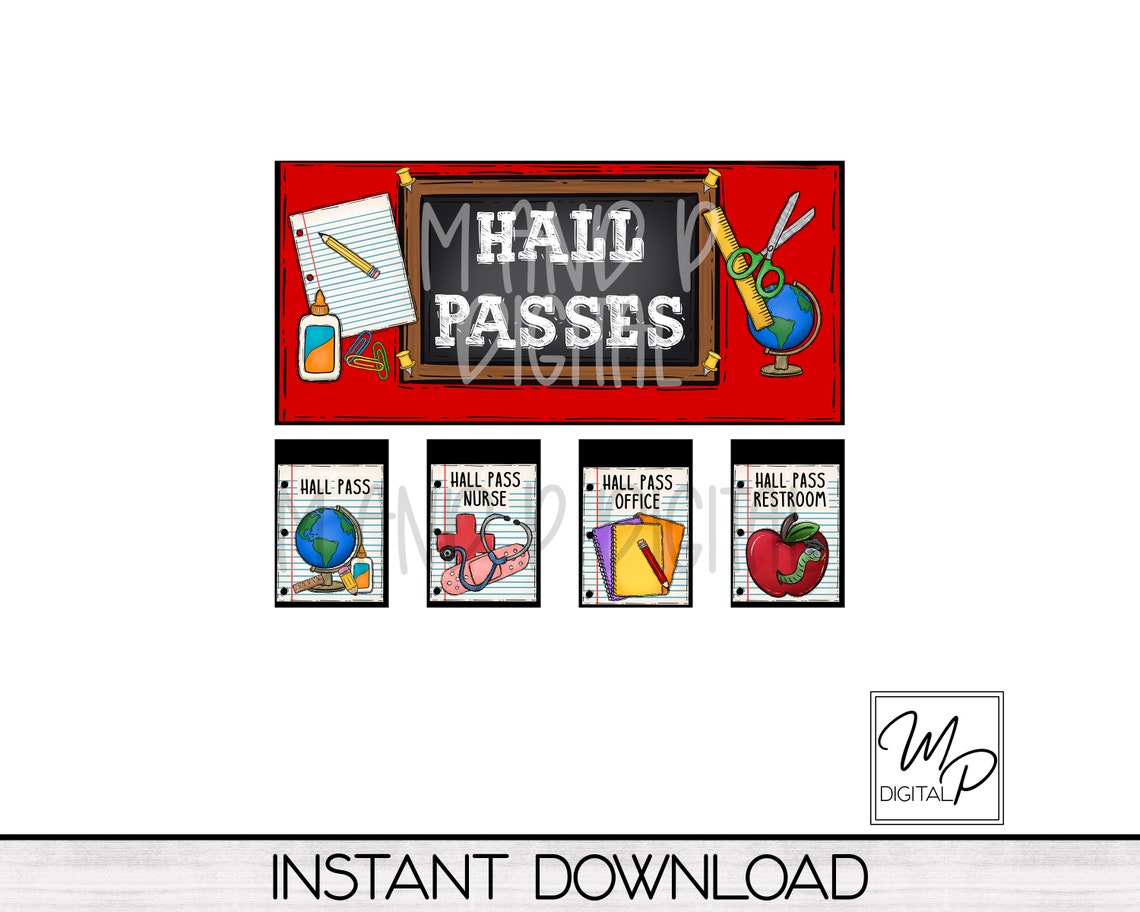 Hall Pass Bundle Key Hanger PNG Sublimation Design, Key Holder Digital ...