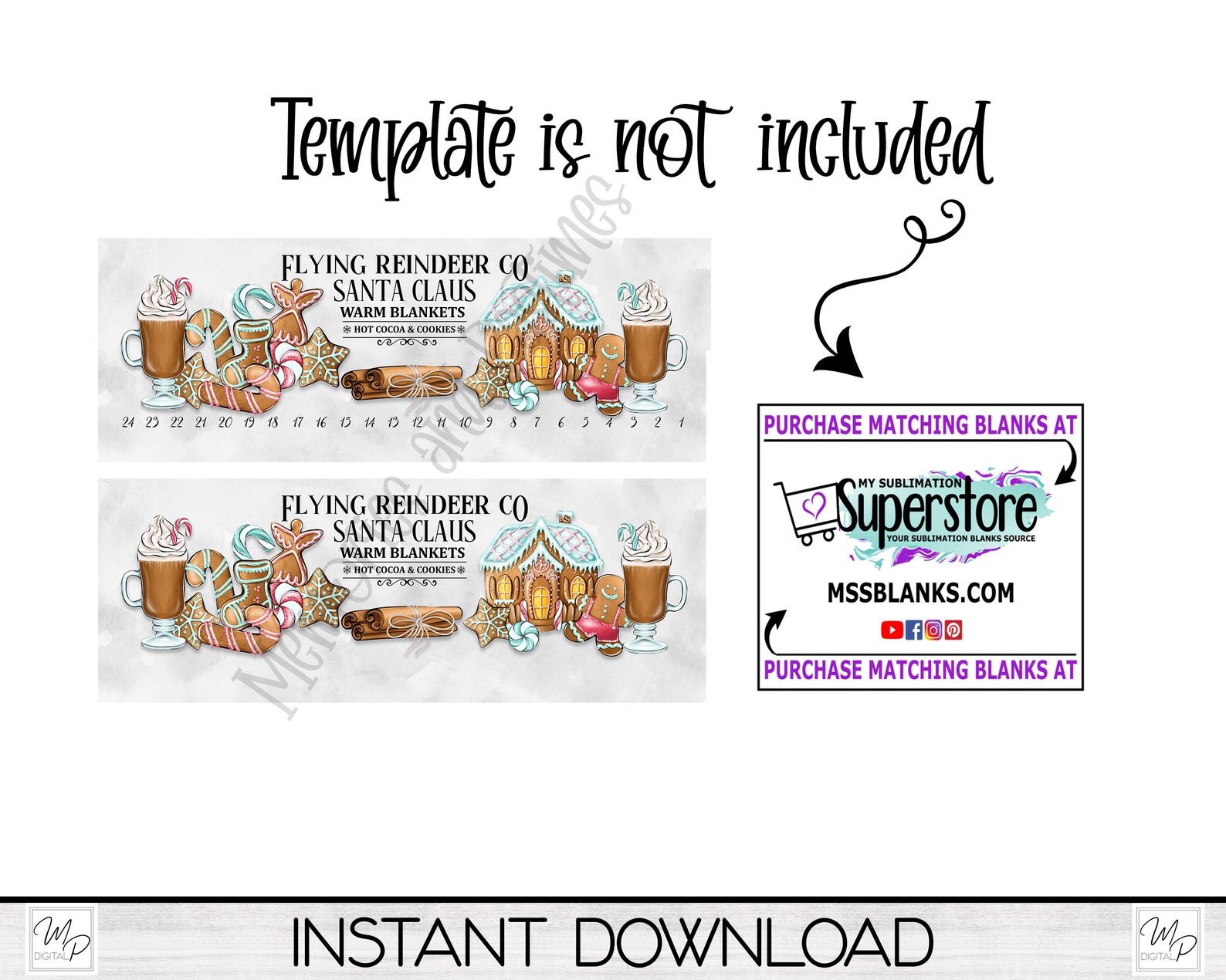 Christmas Hot Cocoa & Gingerbread Cookies Candy Cane Countdown Sign PNG ...