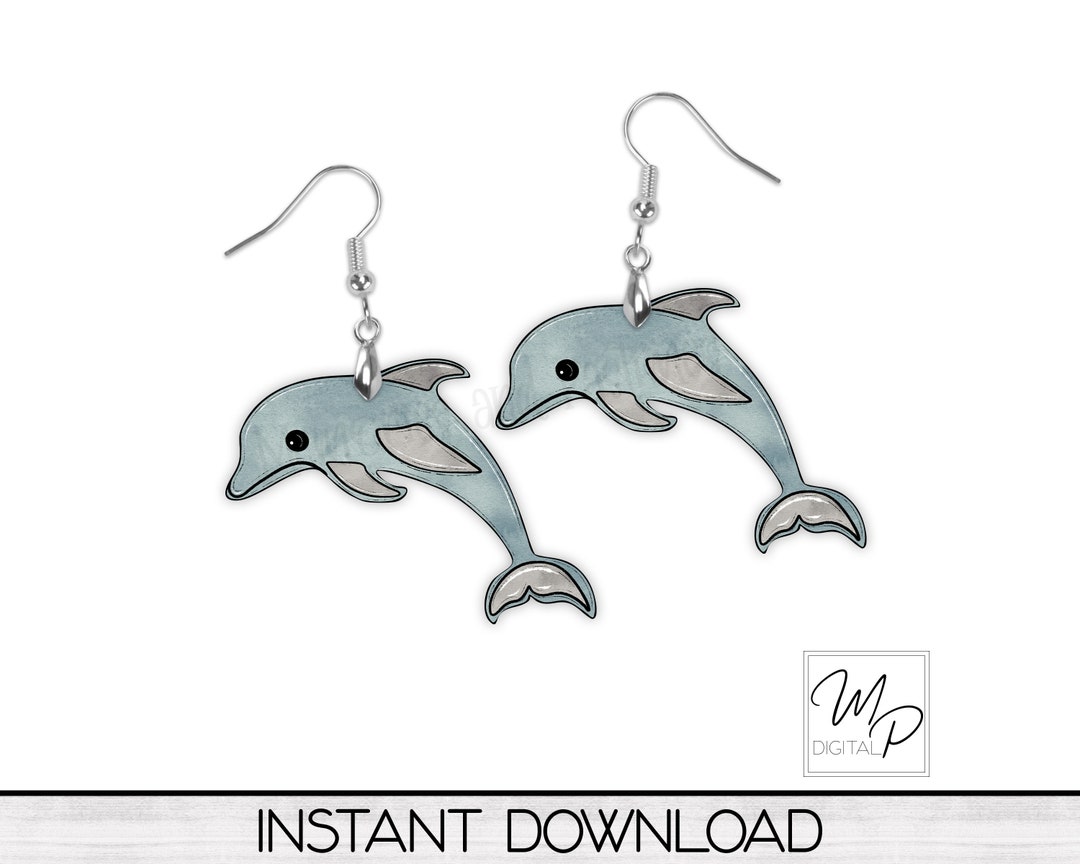 Dolphin Earring PNG File for Sublimation Design, Digital Download ...