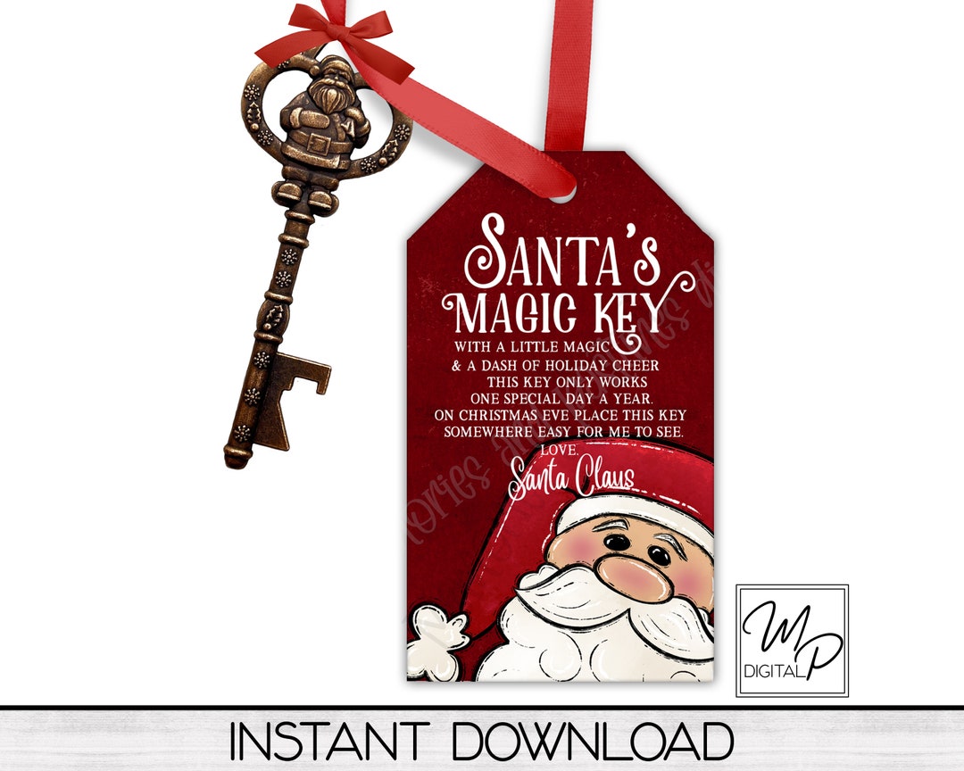 Santa's Magic Key Tag PNG Sublimation Digital Design Download, Personal ...