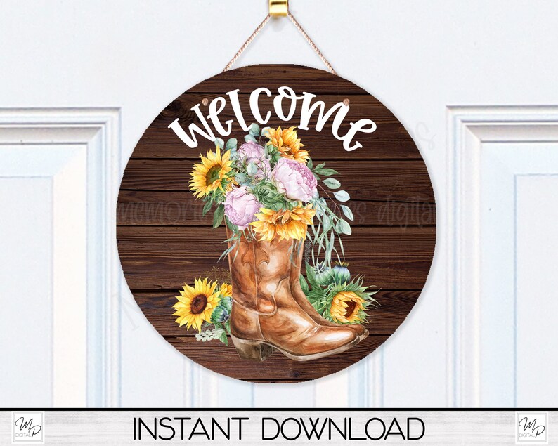 Cowboy Boots Welcome Door Sign PNG Digital Download for - Etsy