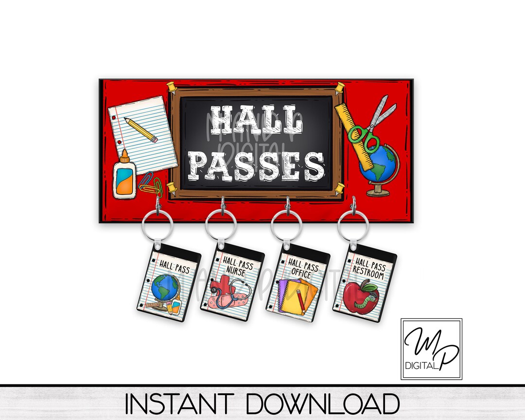 Hall Pass Bundle Key Hanger PNG Sublimation Design, Key Holder Digital ...