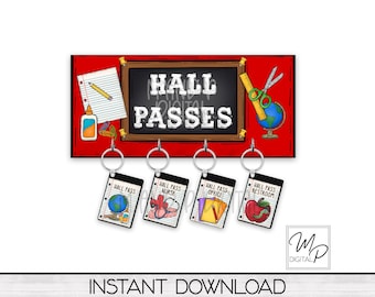 Hall Pass Bundle Key Hanger PNG Sublimation Design, Key Holder Digital ...