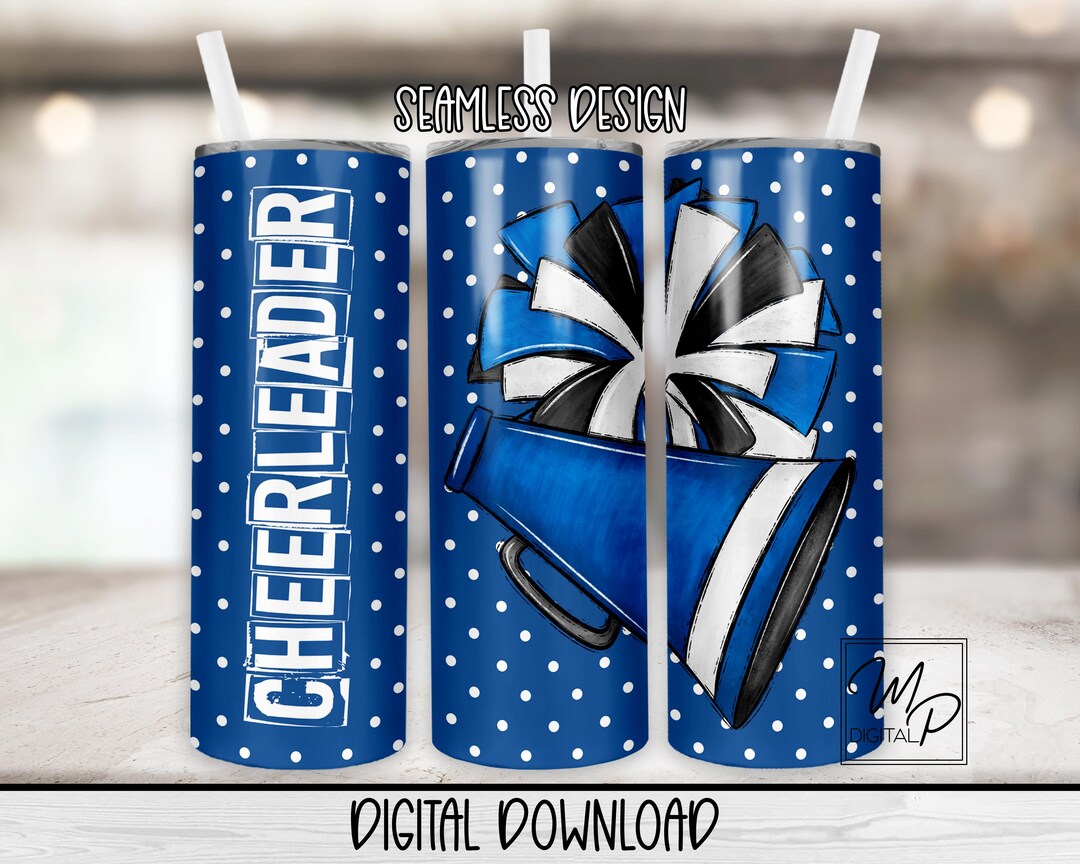 Blue Cheerleader 20 Oz Skinny Tumbler Sublimation Design, Instant ...