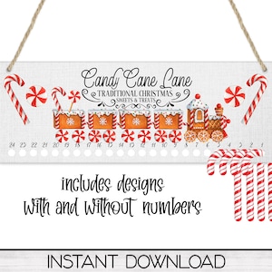 Christmas Candy Cane Countdown Sign PNG Sublimation Digital Download ...