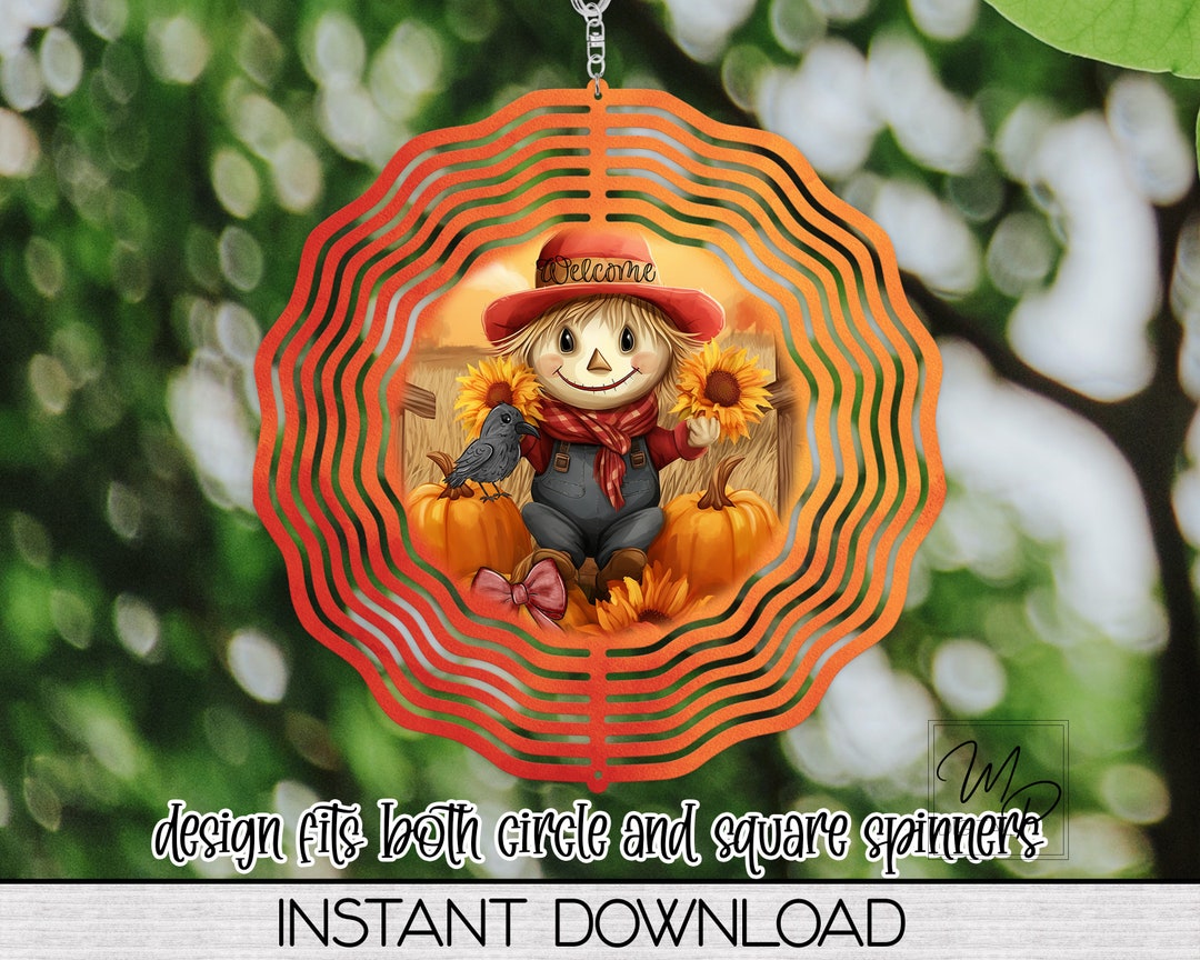 Fall Scarecrow Wind Spinner PNG Design for Sublimation, Garden Spinner ...