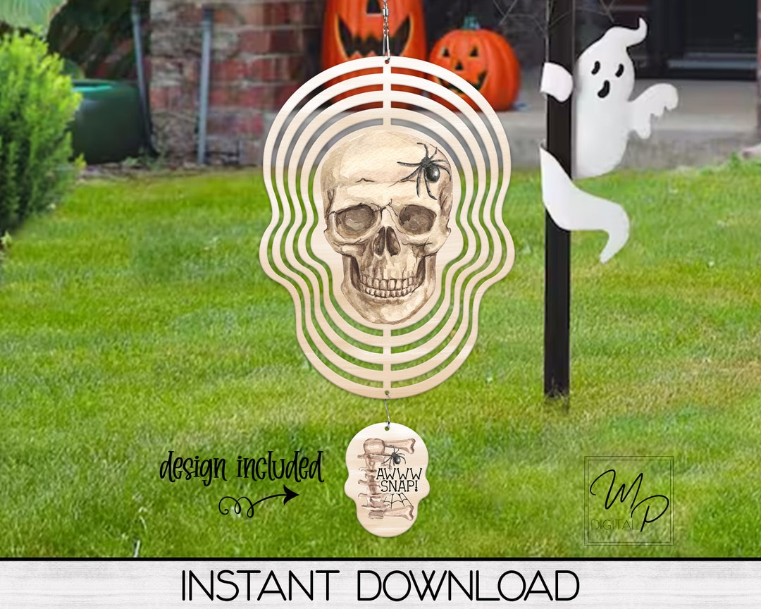 Halloween Skull Wind Spinner PNG Design for Sublimation, Garden Spinner ...