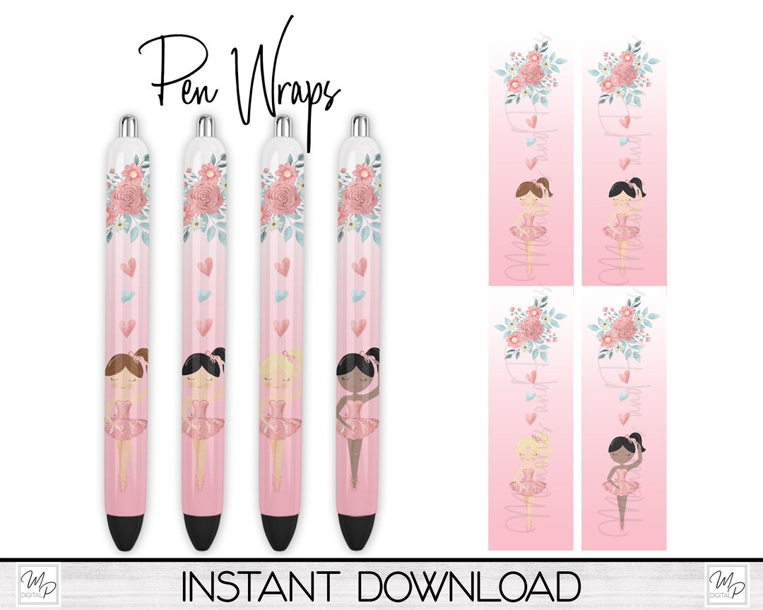 Ballerina Epoxy Pen Wrap PNG Design Digital Download, Ink Pen Wrap ...