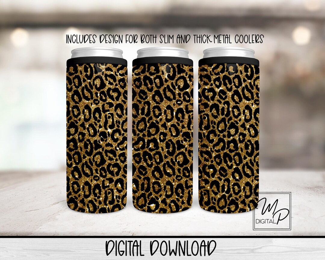 Leopard Print Design for Sublimation of Slim and Thick Metal Can ...