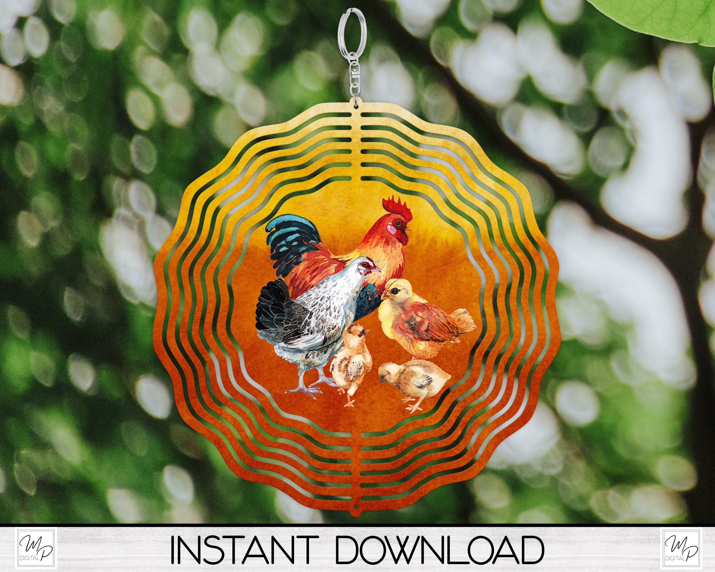 Rooster and Chickens Wind Spinner PNG Design for Sublimation - Etsy