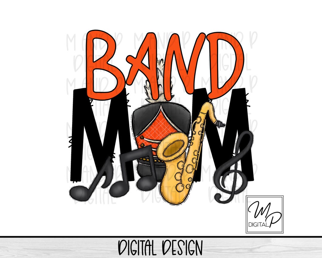 Orange Saxophone Band Mom PNG, Sports Sublimation PNG Design for Shirt ...