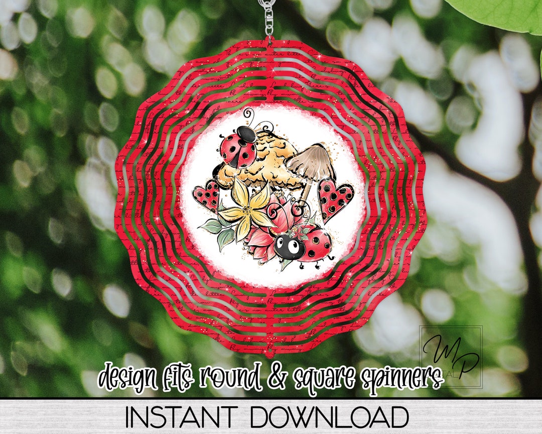 Ladybug Wind Spinner PNG Design for Sublimation, Garden Spinner Design ...