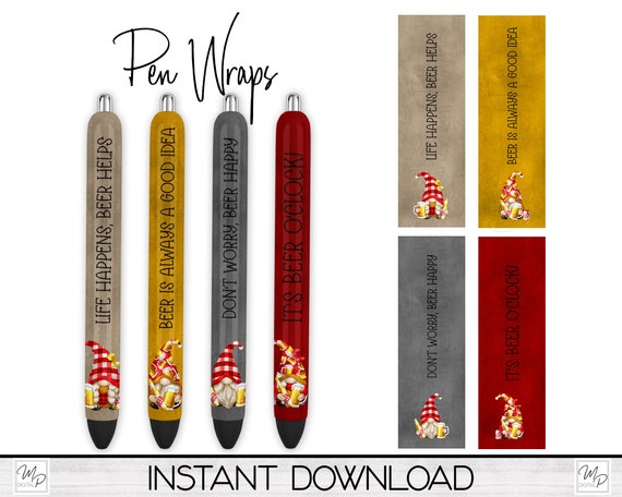Beer Gnome Epoxy Pen Wrap PNG Design Drinking Gnome Ink Pen - Etsy