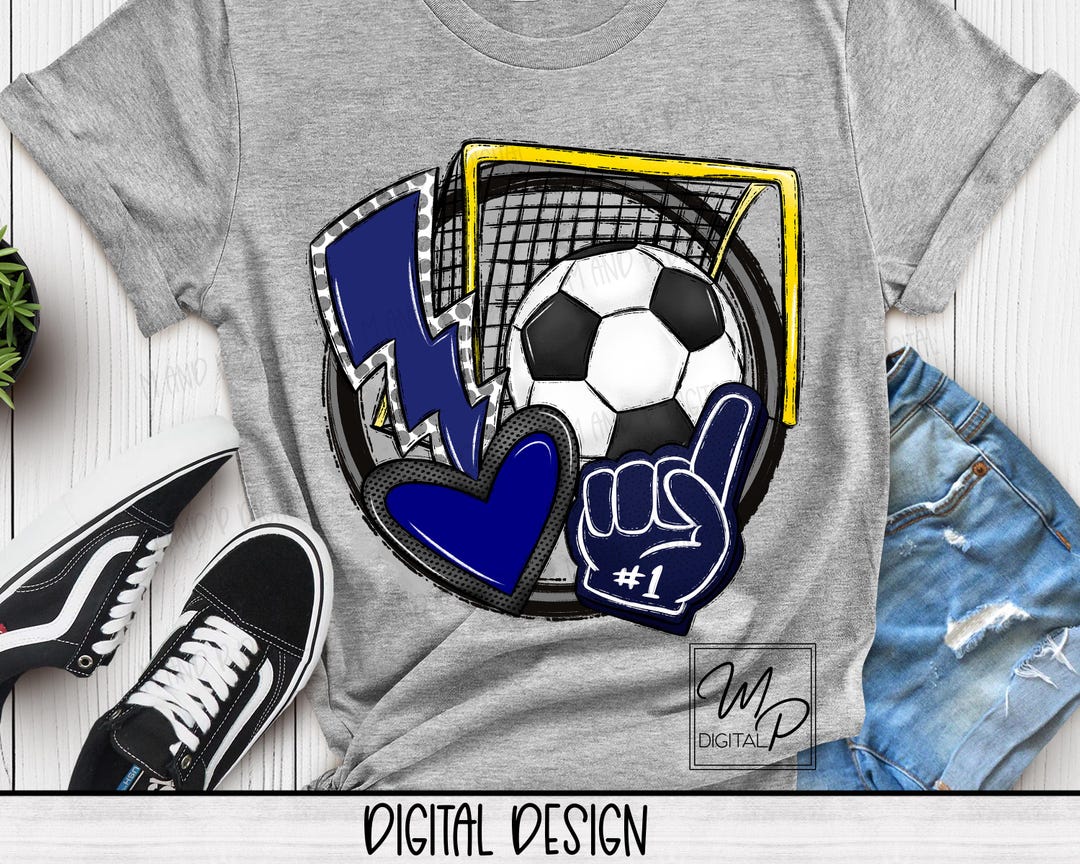Blue Soccer PNG, Sports Sublimation PNG Design for Shirt or Canvas Tote ...