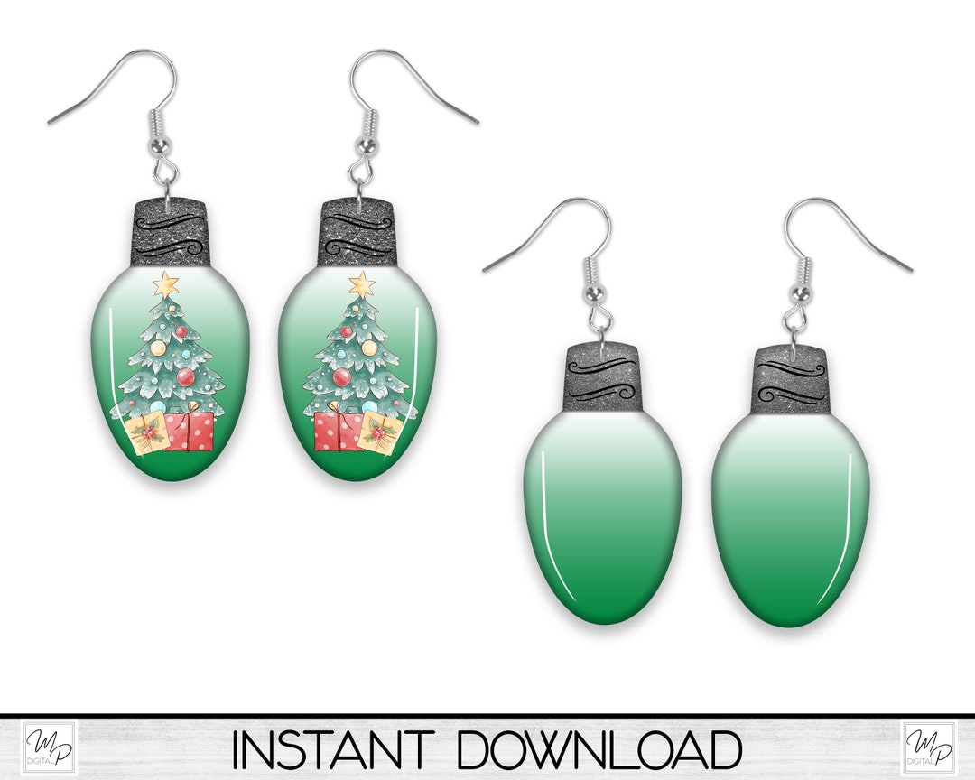 Christmas Light Bulb Earring PNG Bundle, Sublimation Design Digital ...