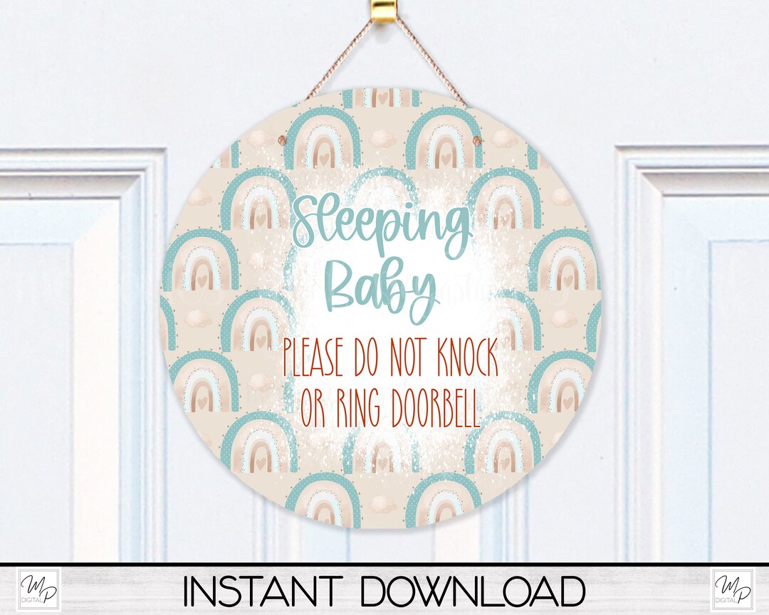 Shh Baby Sleeping Door Sign PNG Round Door Sign Digital - Etsy