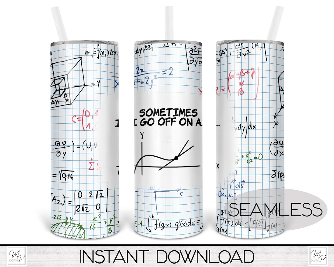 Math 20oz Skinny Tumbler PNG Wrap, Seamless Tumbler Sublimation Digital ...