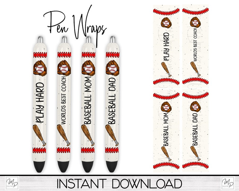 Baseball Epoxy Pen Wrap PNG Design Digital Download, Ink Pen Wrap ...