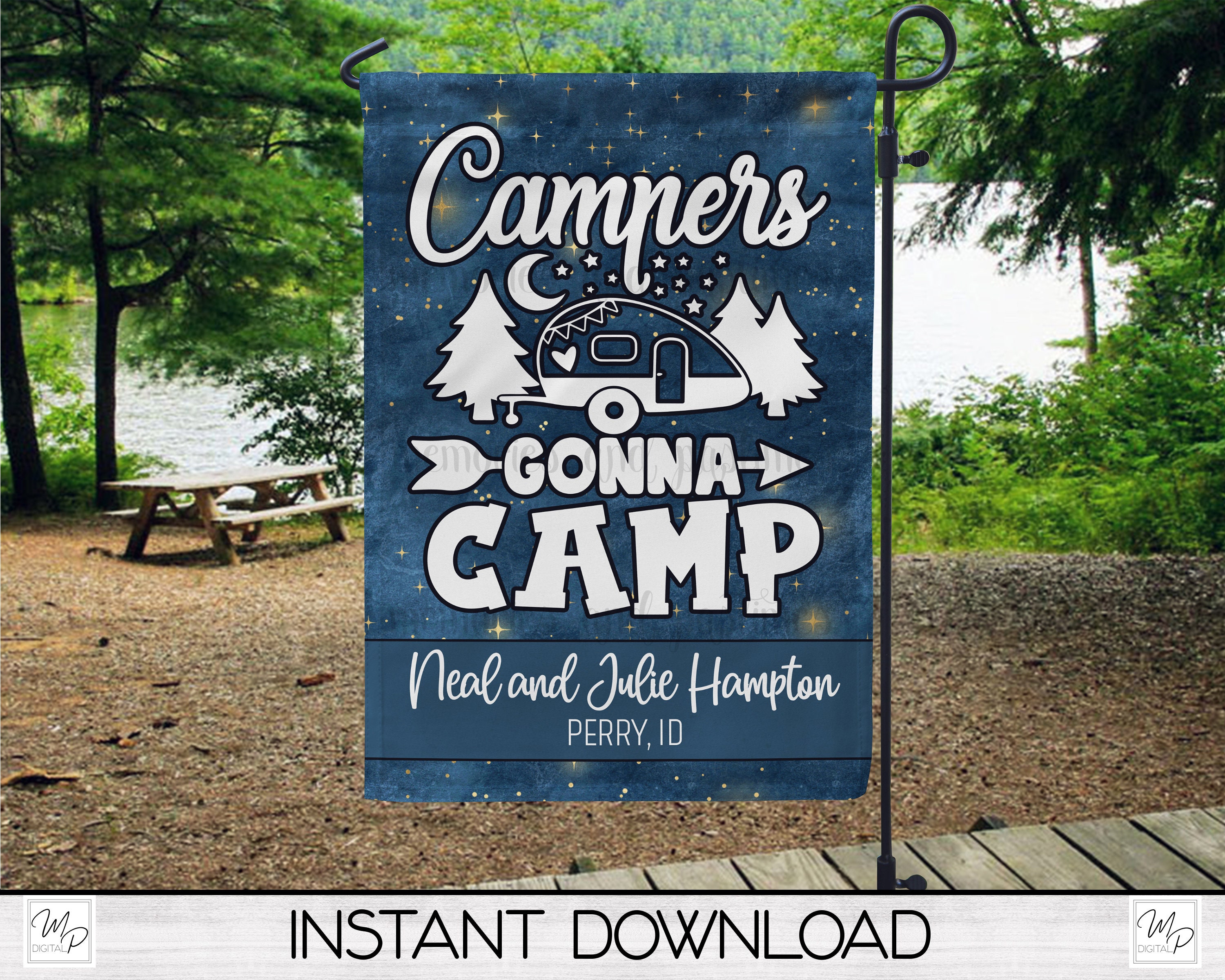 Camping Flag Sublimation Design Campsite Garden Flag DIGITAL | Etsy