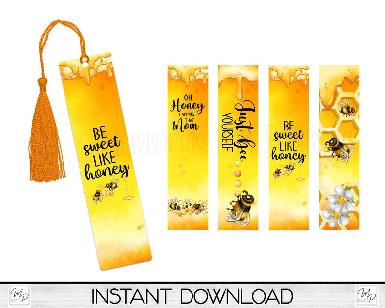 Honey Bee Bookmark PNG for Sublimation, Bookmark Sublimation Design ...