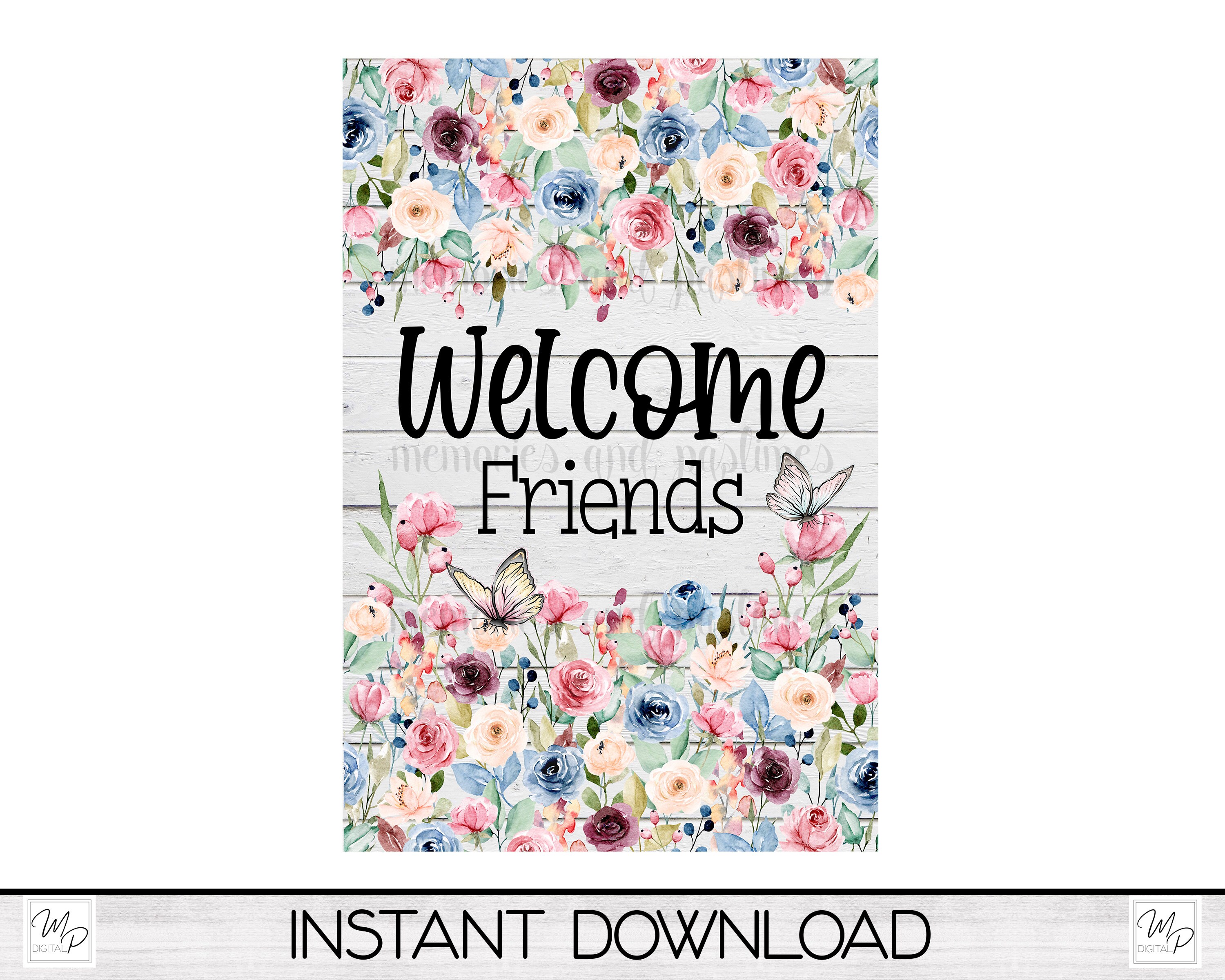 Welcome Friends Garden Flag Design, Spring Flag, Sublimation Download ...