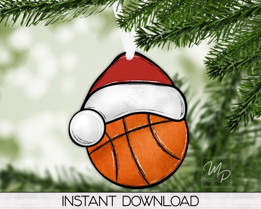 Christmas Basketball Santa Hat PNG Sublimation Design Christmas Tree ...
