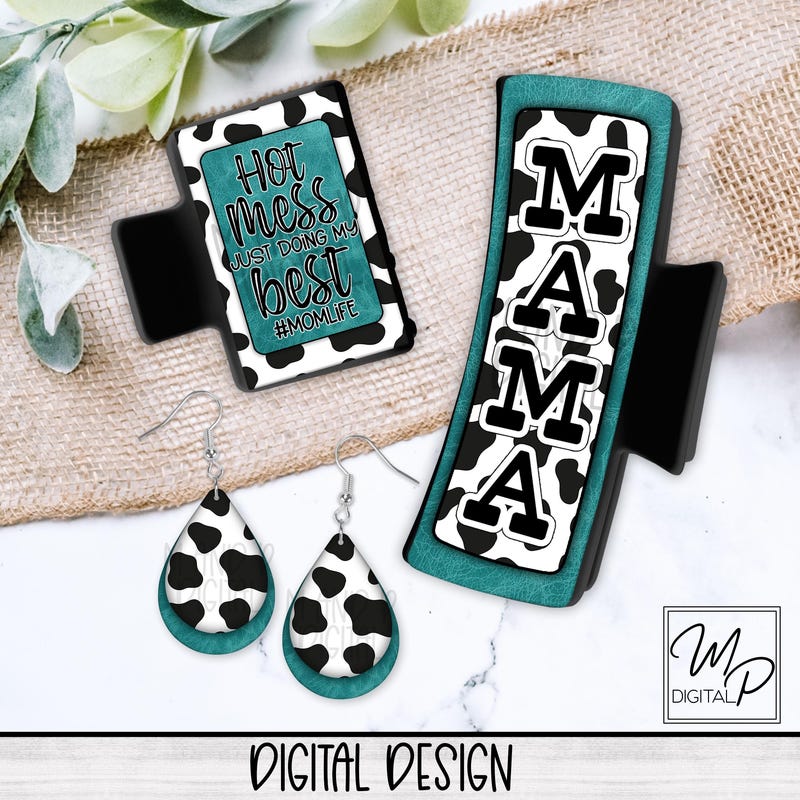 Blue Cow Print Earrings - Etsy