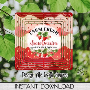 Strawberry Wind Spinner PNG Design for Sublimation, Garden Spinner ...