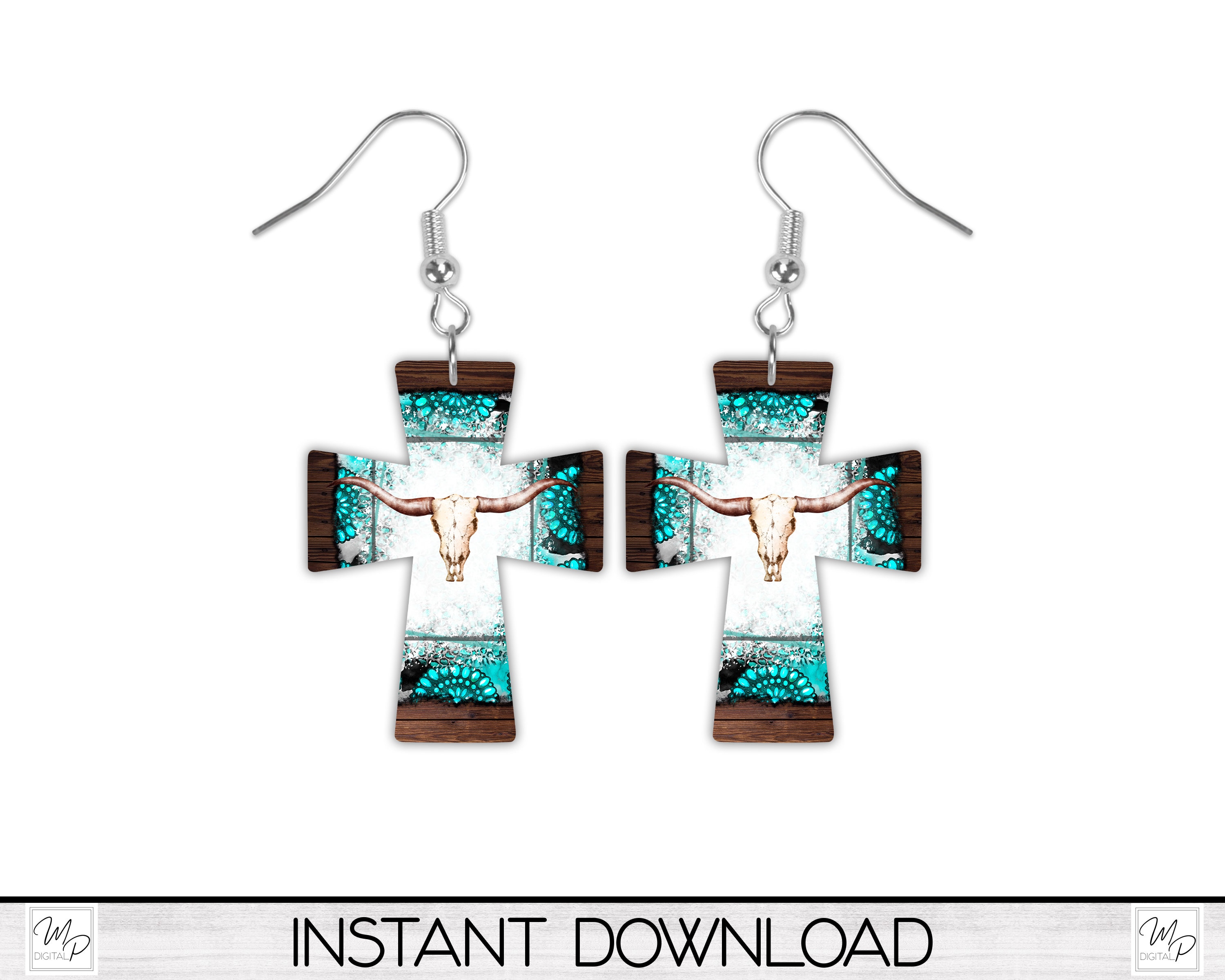 Western Cross Earring PNG File for Sublimation Design Digital - Etsy