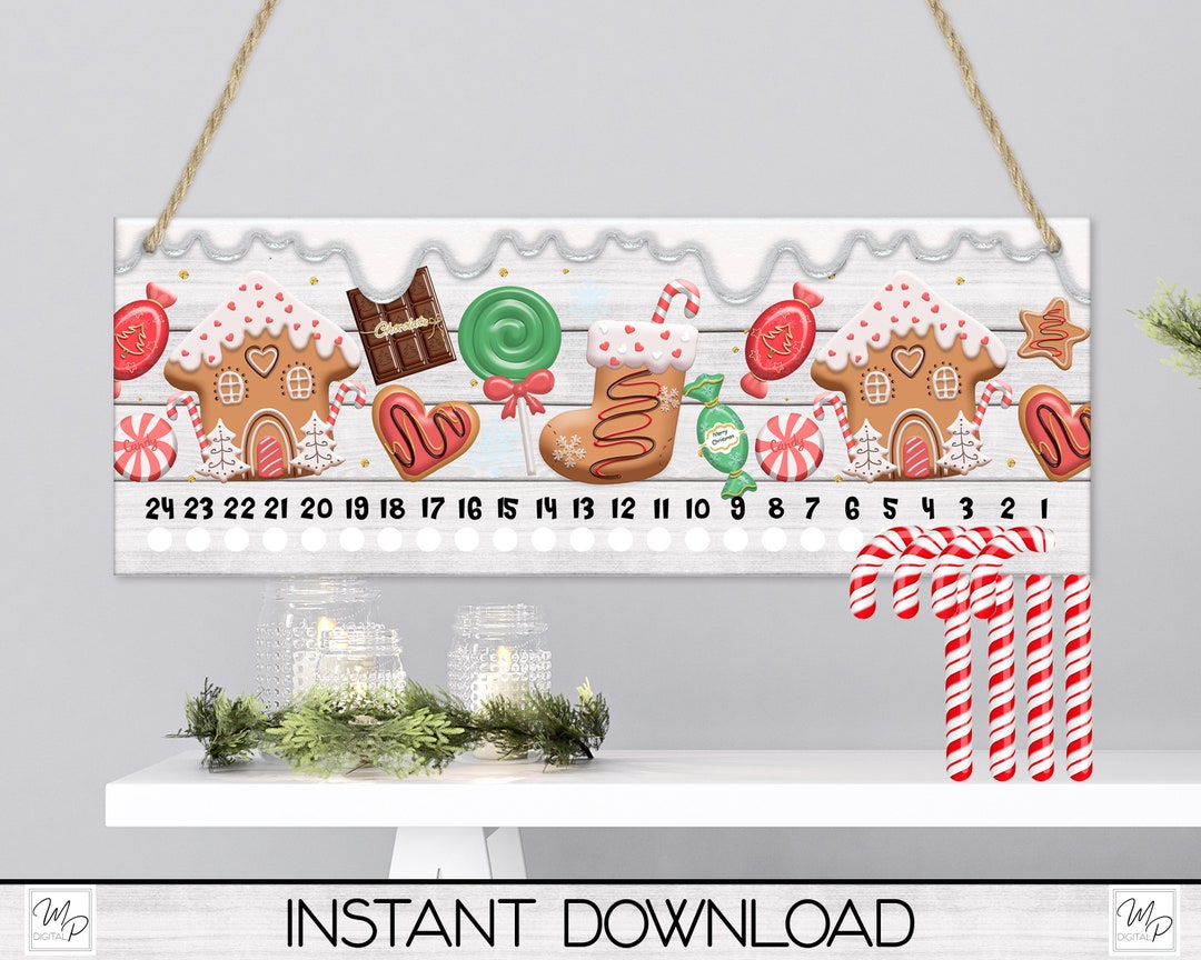 Christmas Sweets Candy Cane Countdown Sign PNG Sublimation Digital ...