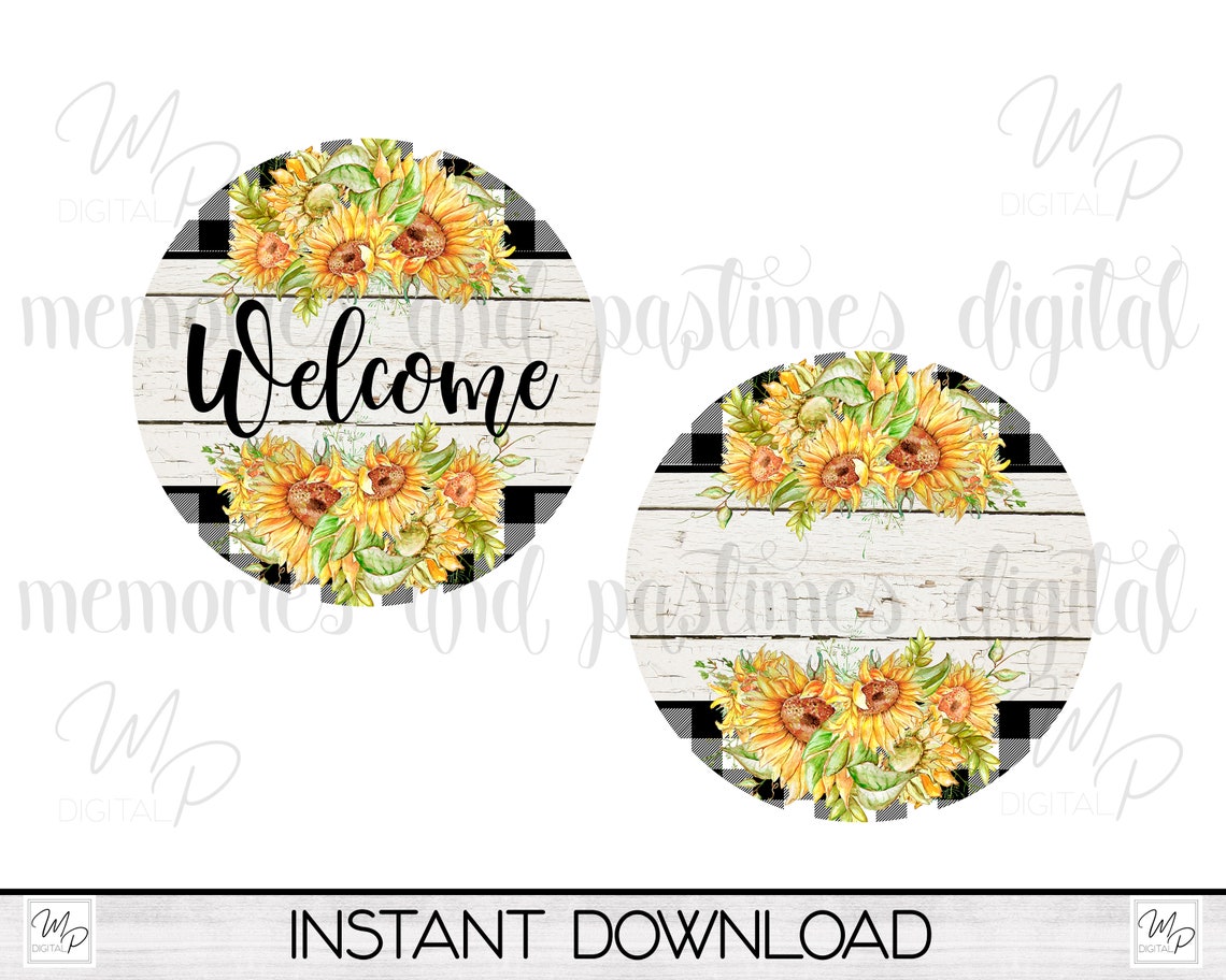 Sunflower Door Hanger Printable PNG Door Sign Sublimation - Etsy