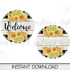 Sunflower Door Hanger Printable PNG, Door Sign Sublimation Digital ...