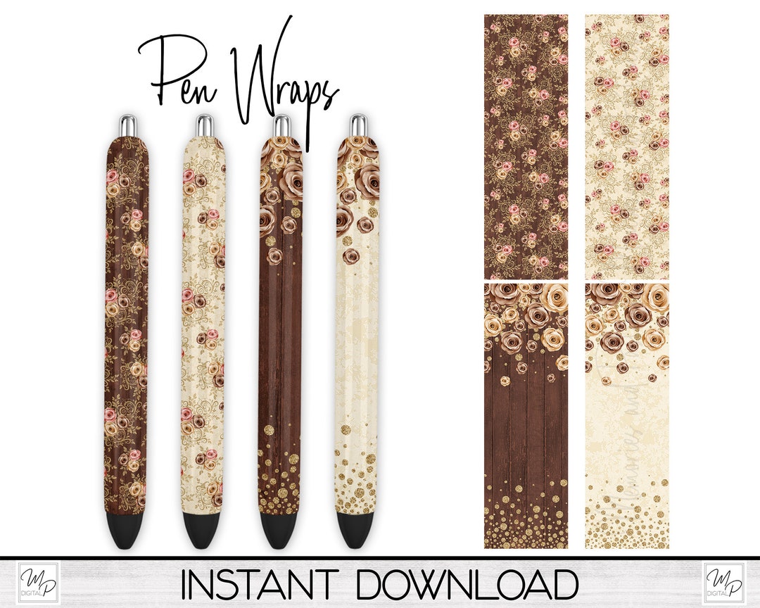Fall Floral Epoxy Pen Wrap PNG Design Digital Download, Ink Pen Wrap ...