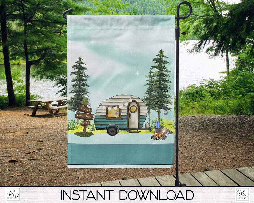 Camping Flag Sublimation Design, RV Camper Campsite Flag DIGITAL ...