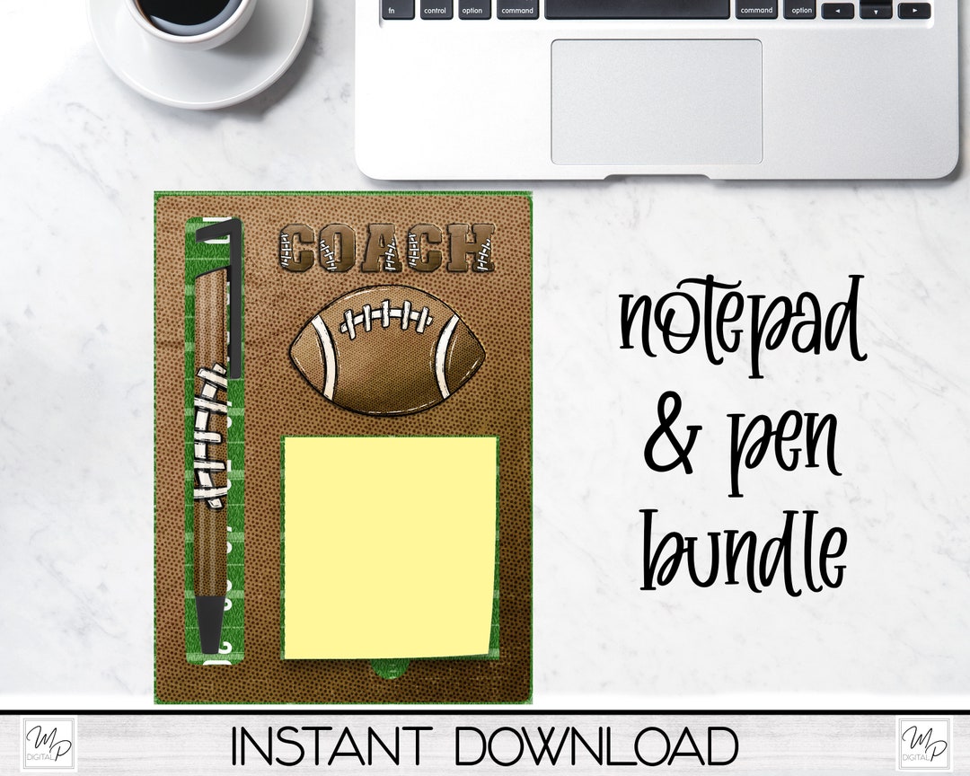 Football Coach Notepad Holder and Pen PNG Sublimation Design, Digital ...