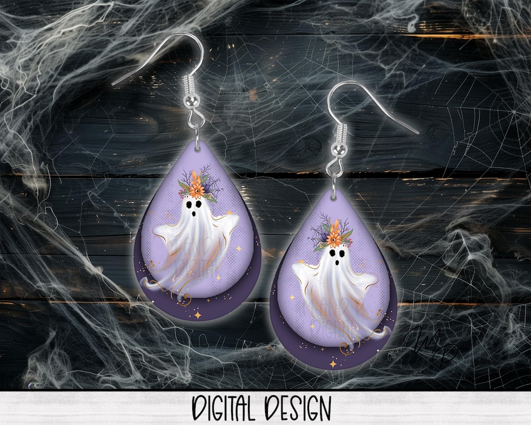 Halloween Ghost Earring PNG File for Sublimation Design, Digital ...