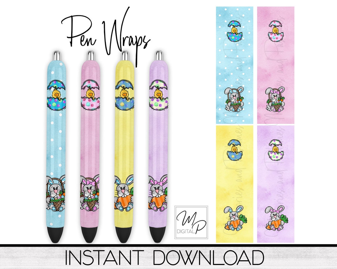 Easter Bunny Epoxy Pen Wrap PNG Design Digital Download, Ink Pen Wrap ...