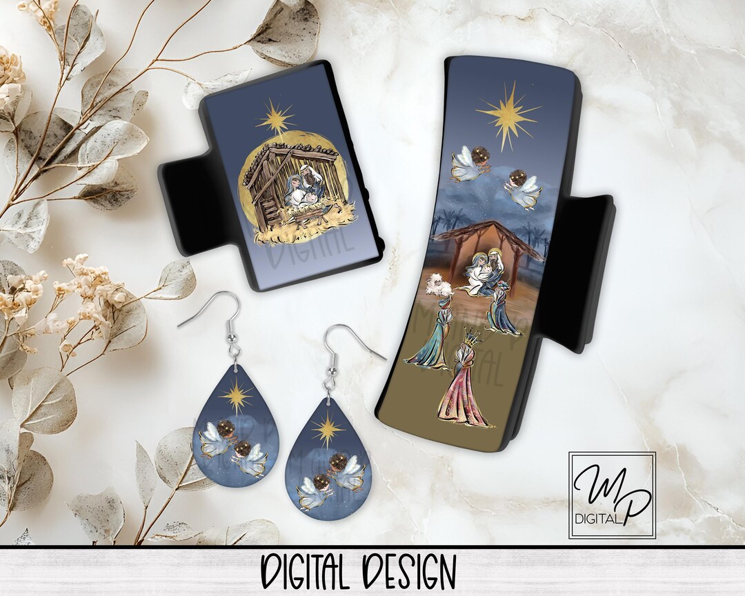 Christian Christmas Nativity PNG Design for Sublimation of Hair Clips ...