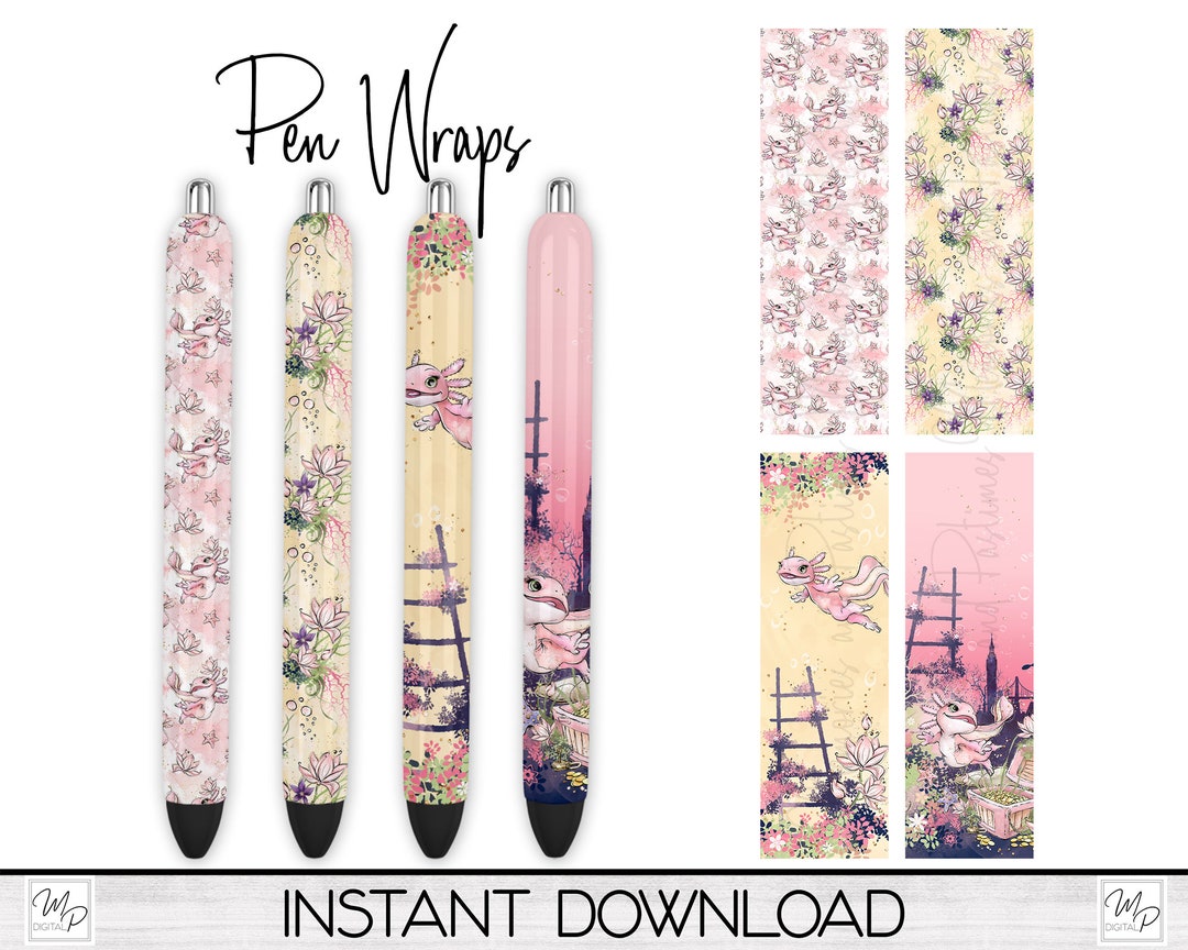 Axolotl Epoxy Pen Wrap PNG Design Digital Download, Ink Pen Wrap ...