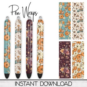 Fall Epoxy Pen Wrap PNG Design Digital Download, Autumn Pumpkins Ink ...