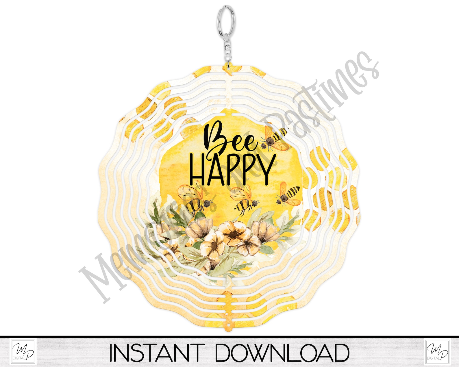 Bee Happy Wind Spinner PNG Design for Sublimation, Bee Garden Spinner ...