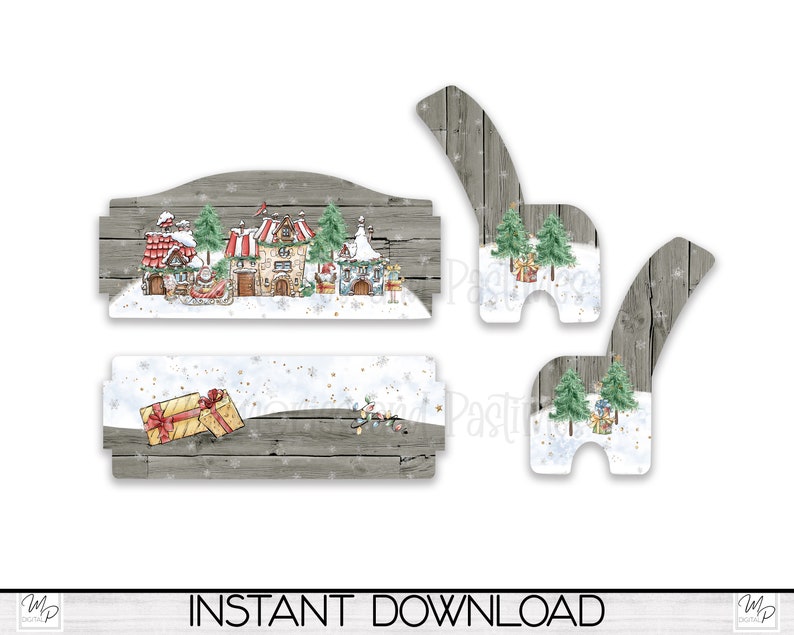 Christmas Santa's Village Bench PNG for Sublimation Bench - Etsy