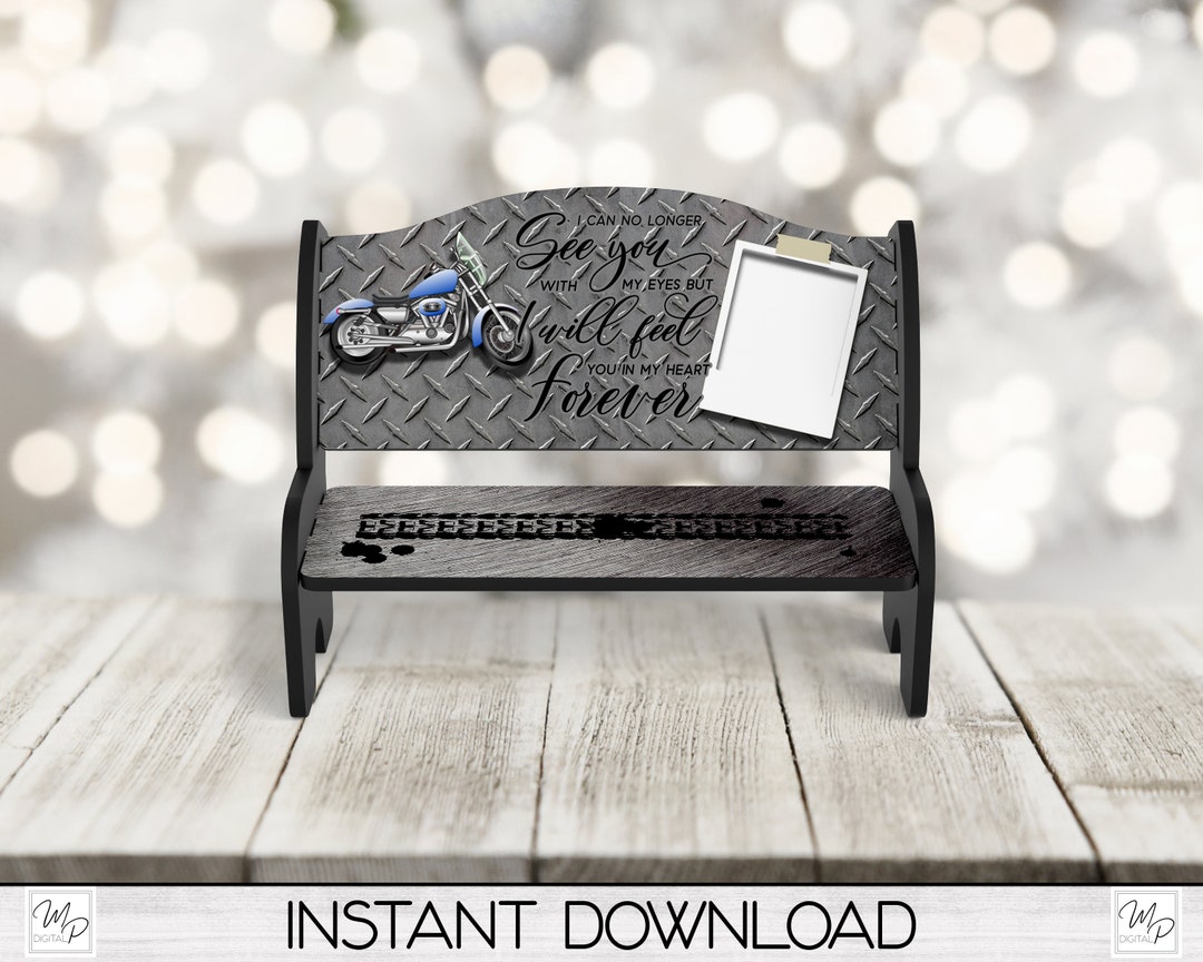 Memorial Blue Motorcycle Bench PNG for Sublimation, Sublimation Design ...