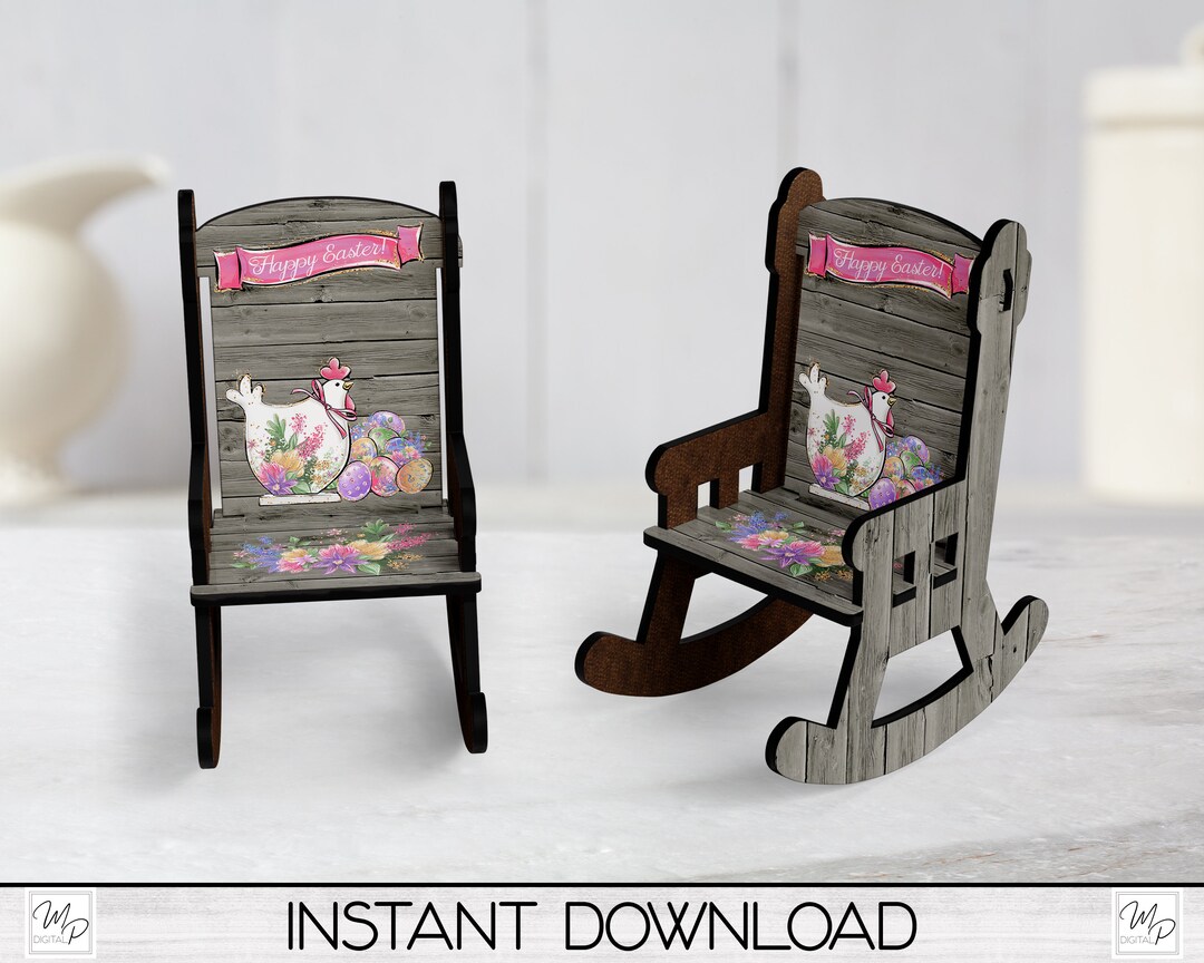 Easter Chicken Rocking Chair PNG for Sublimation, MDF Sublimation ...